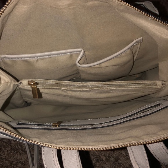Bags | Leather Faux Leather White Creme Backpack W Gold | Poshmark